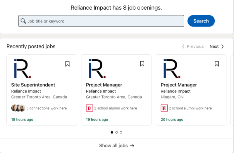 Job Search – Reliance Impact